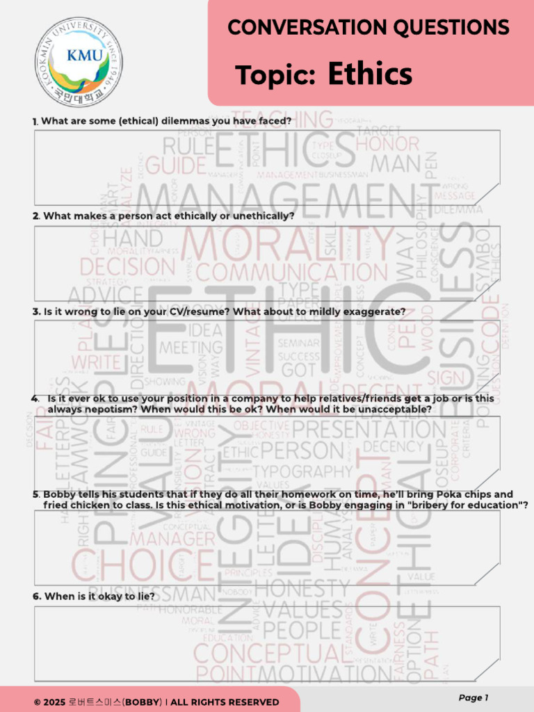 CBD Ethics Class 1 HANDOUTS | PDF