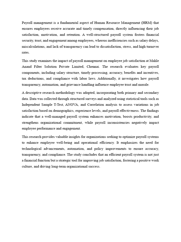 Abstract of The Payroll Management HR | PDF