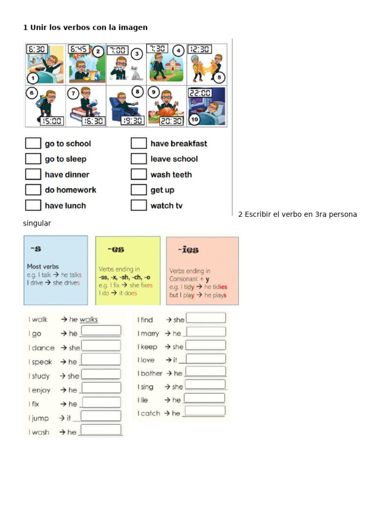 Colorea y escribe los verbos | PDF