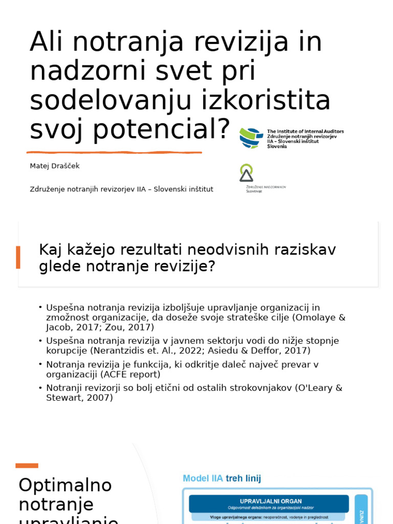 Ali Notranja Revizija in Nadzorni Svet Pri Sodelovanju | PDF