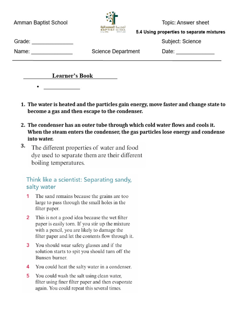 5.4 Using Properties To Separate Mixtures | PDF