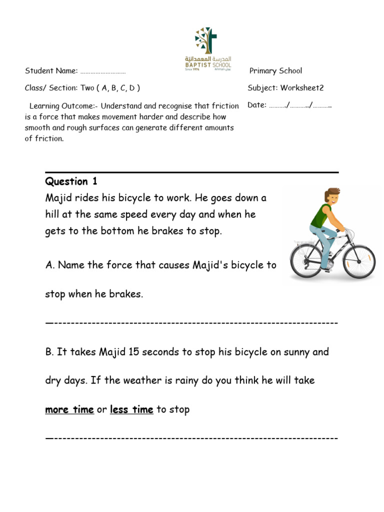 Friction Worksheet.docx | PDF