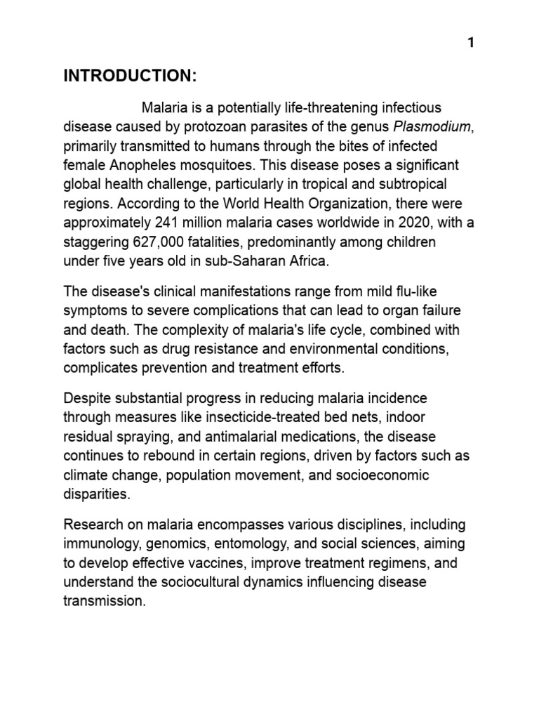 Malaria Overview and Case Study Insights | PDF | Malaria | Plasmodium