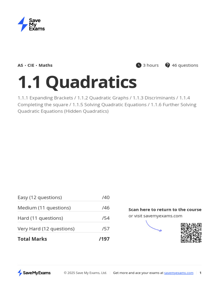 1 1 Quadratics TQST - B4pMgx07 zK2bdfY | PDF | Quadratic Equation ...