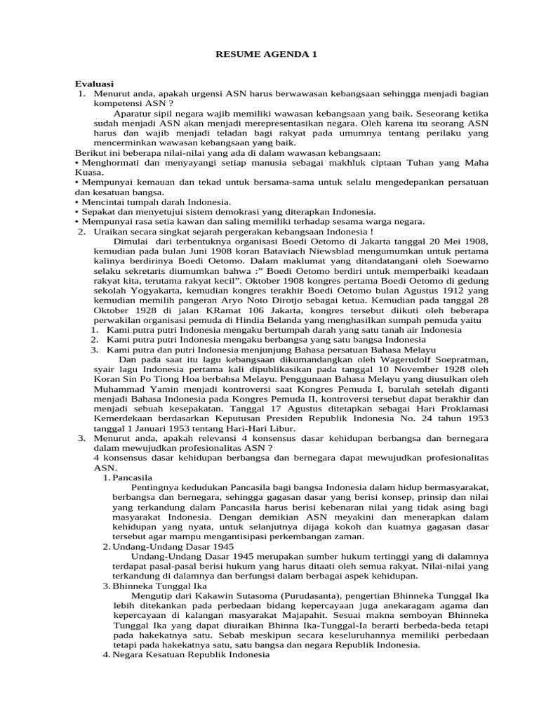 RANGKUMAN EVALUASI AGENDA 1 - 3 | PDF