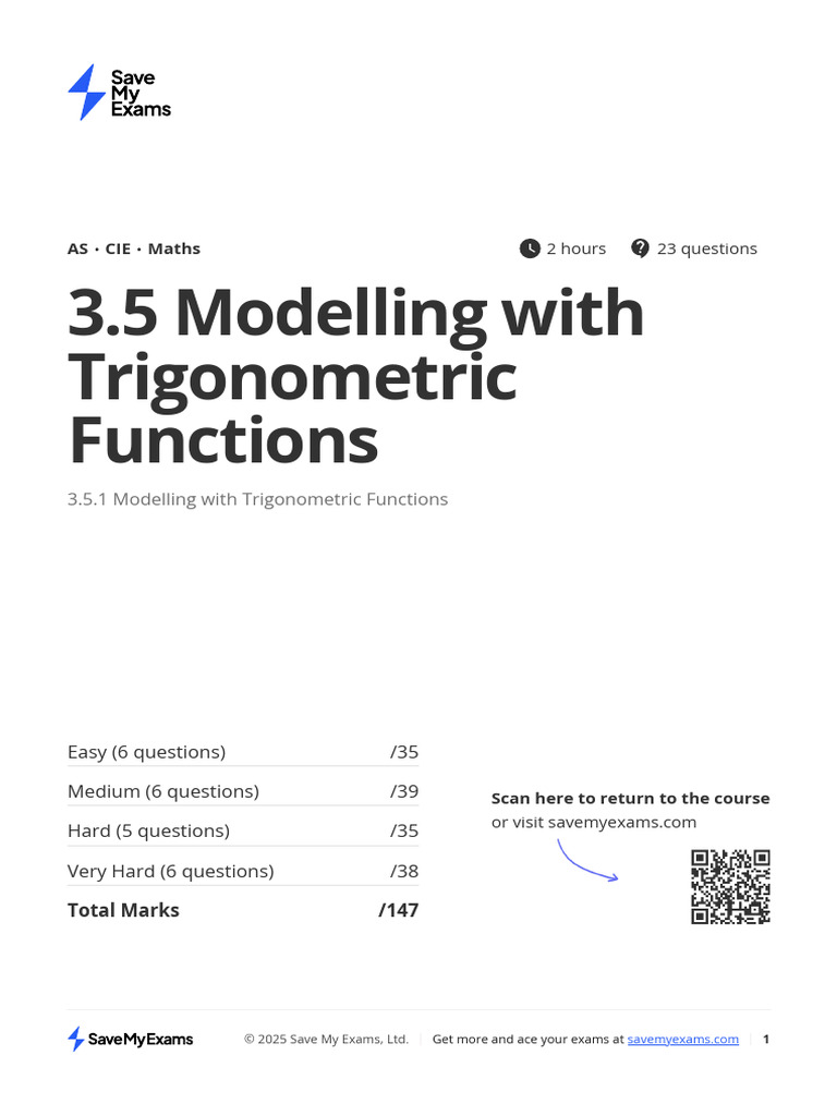 3 5 Modelling With Trigonometric Functions TQST - O9Jl6VExMfaLKutv | PDF