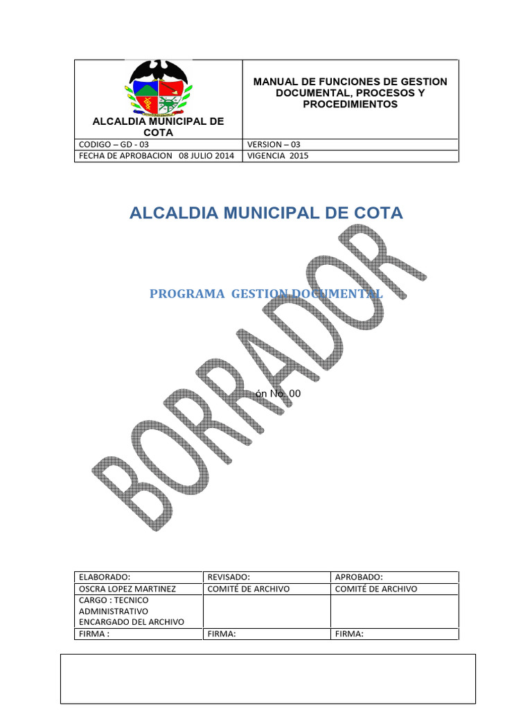Programa de Gestion Documental Cota- Modelo | PDF | Gestión de registros | Archivo de computadora