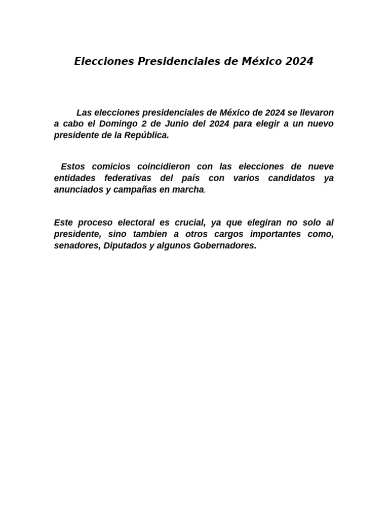 Elecciones Presidenciales México 2024 | PDF