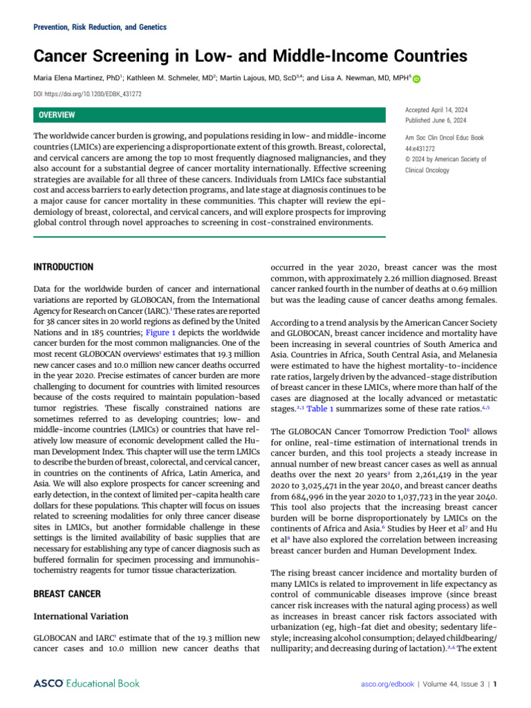 Martinez Et Al 2024 Cancer Screening in Low and Middle Income Countries ...