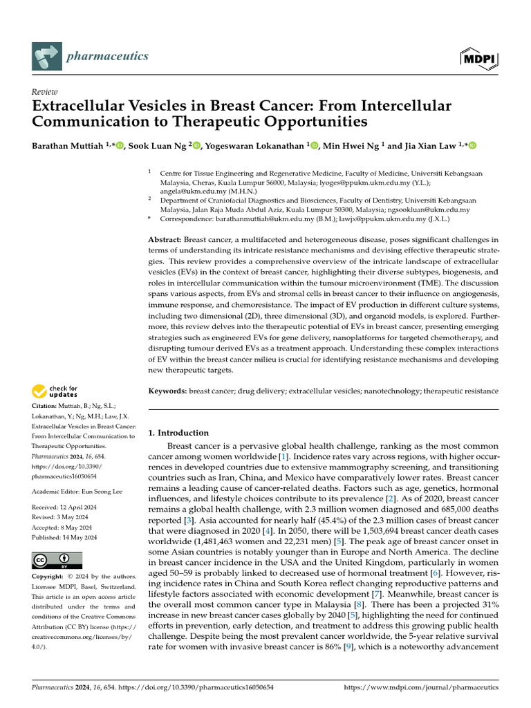 Extracellular Vesicles in Breast Cancer, From Intercellular | PDF ...