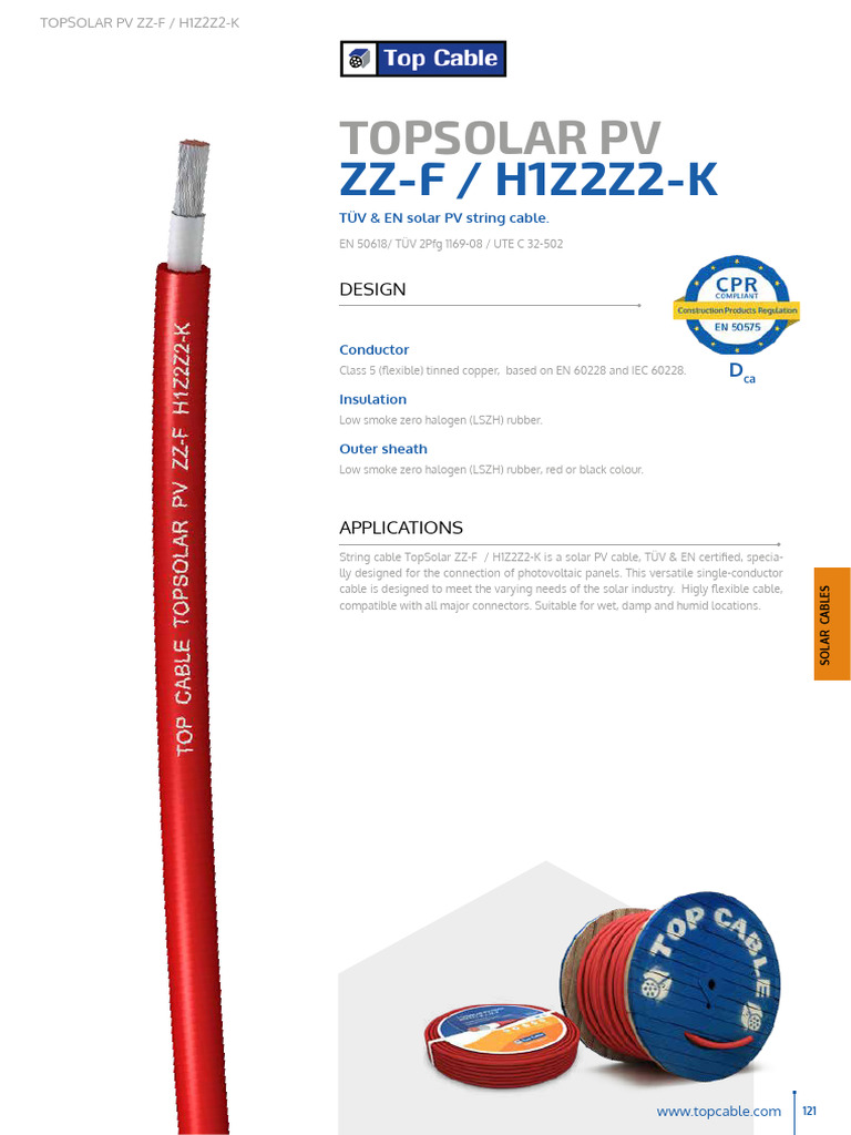 Topsolar PV ZZ-F H1Z2Z2-K Specs | PDF | Photovoltaic System | Photovoltaics