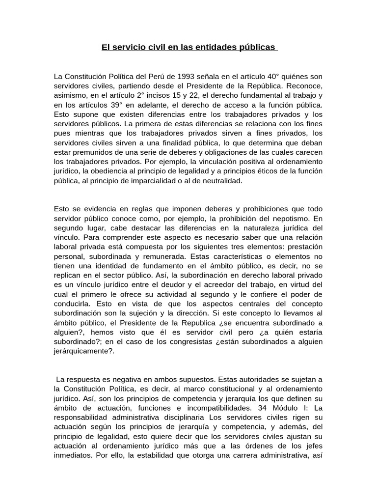 Qué es el servicio civil en Perú | PDF | Derecho laboral | Justicia