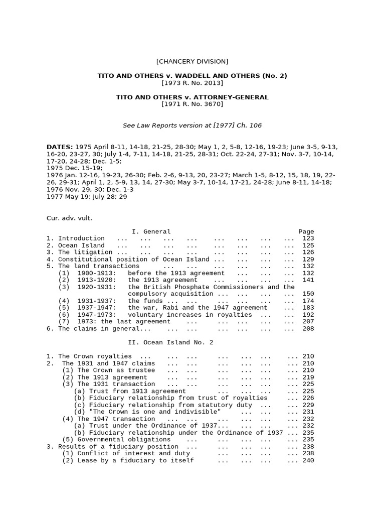 Ocean Island Litigation Overview | PDF | Common Law