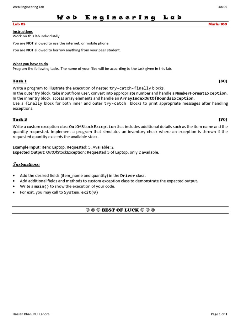 Lab 05 - Exception - Web Eng | PDF