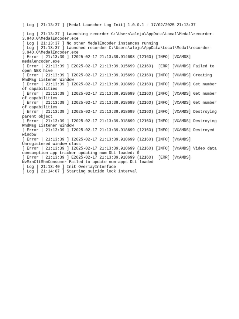 Medal Launcher Log 20250217 | PDF