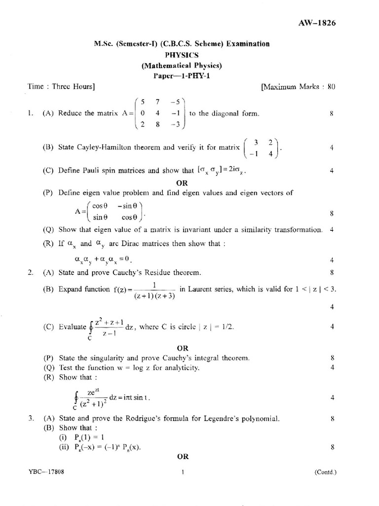 Physics Mathematical Physics | PDF | Matrix (Mathematics) | Eigenvalues ...