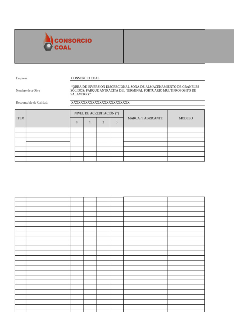 Anexo 9 - Listado de Control de Equipos - Rev.00 | PDF