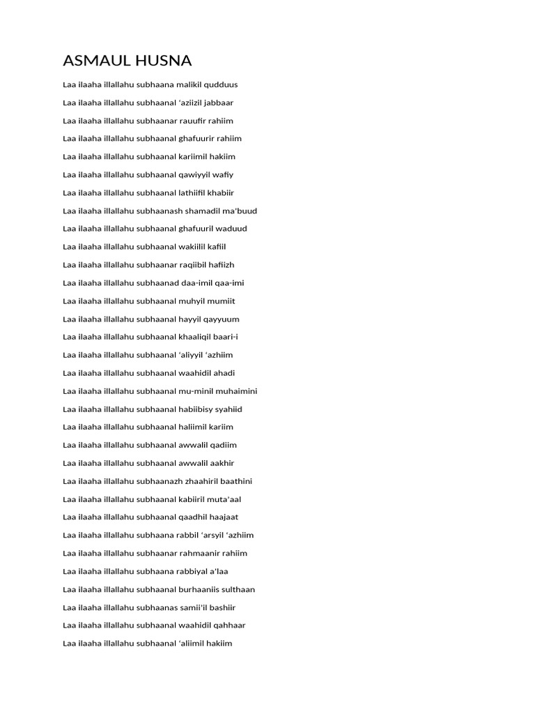 Asmaul Husna: Names of Allah | PDF