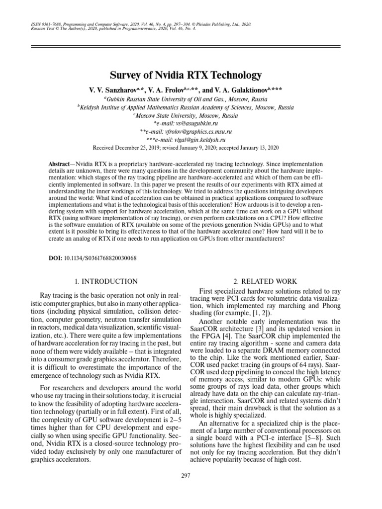 Survey of Nvidia RTX Technolog | PDF | Graphics Processing Unit | Rendering (Computer Graphics)