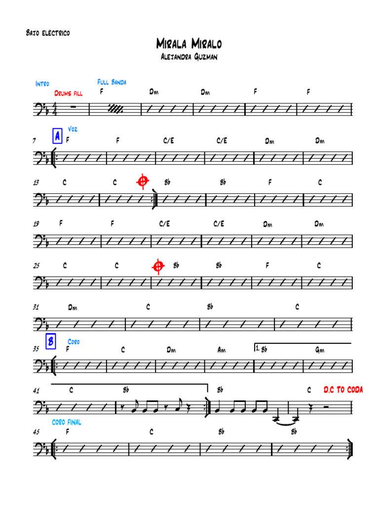 Mirala Miralo - Alejandra Guzman - Bajo - Full Score | PDF