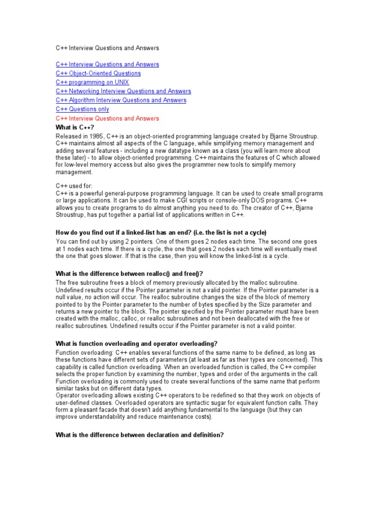 C Interview Questions And Answers Pdf Constructor Object Oriented Programming Programming