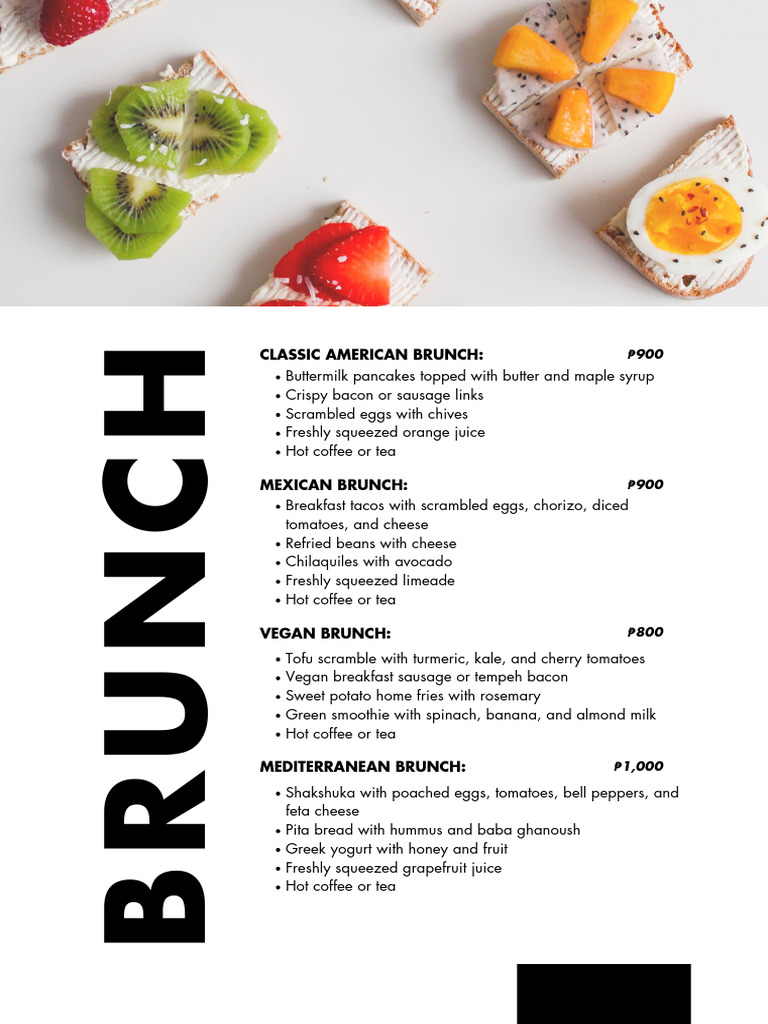 Black Simple Brunch Menu | PDF