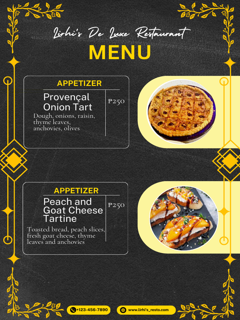 Lirhi's De Luxe Appetizer Menu | PDF