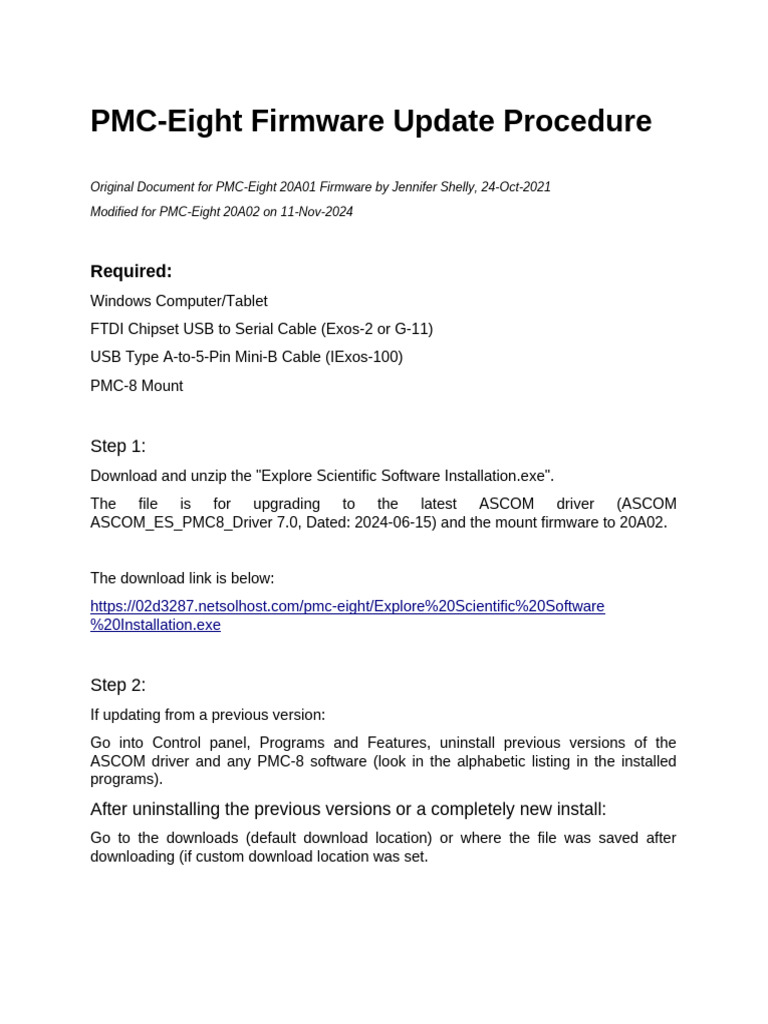 PMCEight Firmware Update Procedure - 2024 | PDF | Microsoft Windows | Usb
