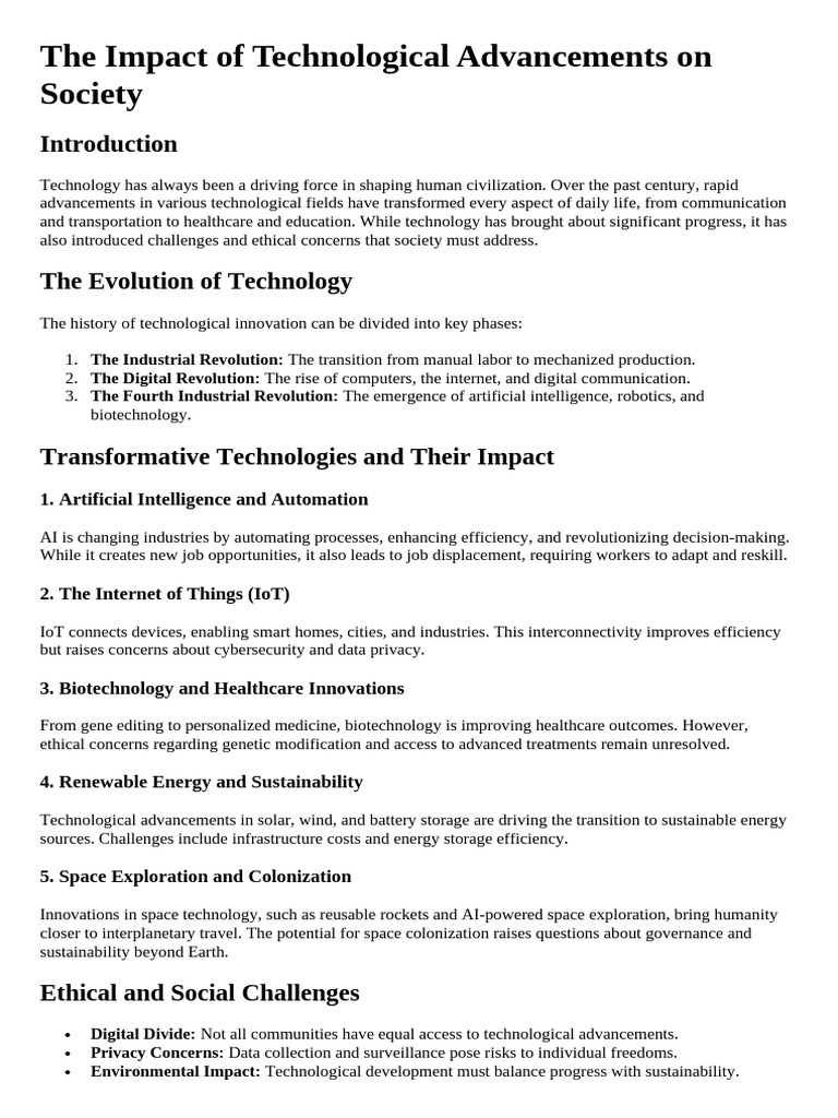 Societal Impact of Tech Advancements | PDF | Internet Of Things ...