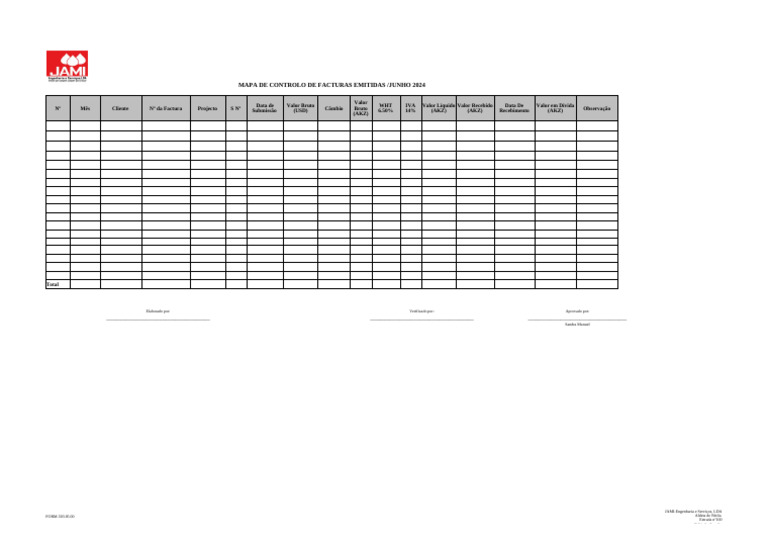 FORM-503-05-00 Mapa de Controlo Das Facturas Emitidas | PDF