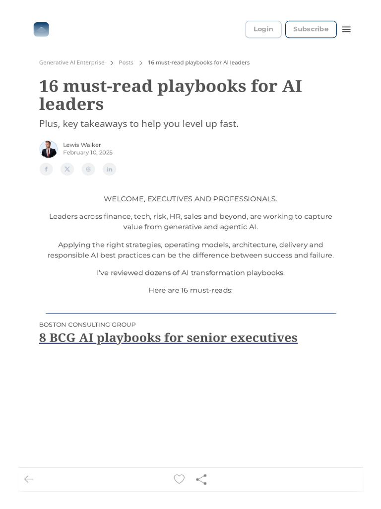 16 Must-Read Playbooks For AI Leaders | PDF | Artificial Intelligence | Intelligence (AI ...