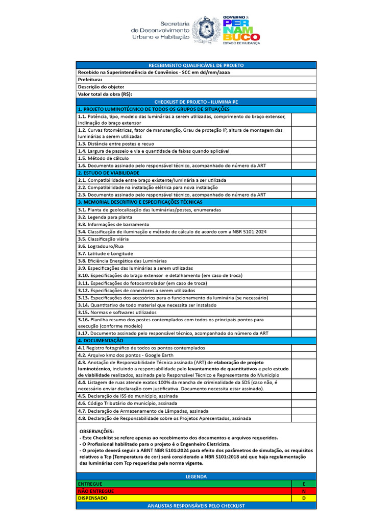 Checklist Qualificável de Projeto | PDF