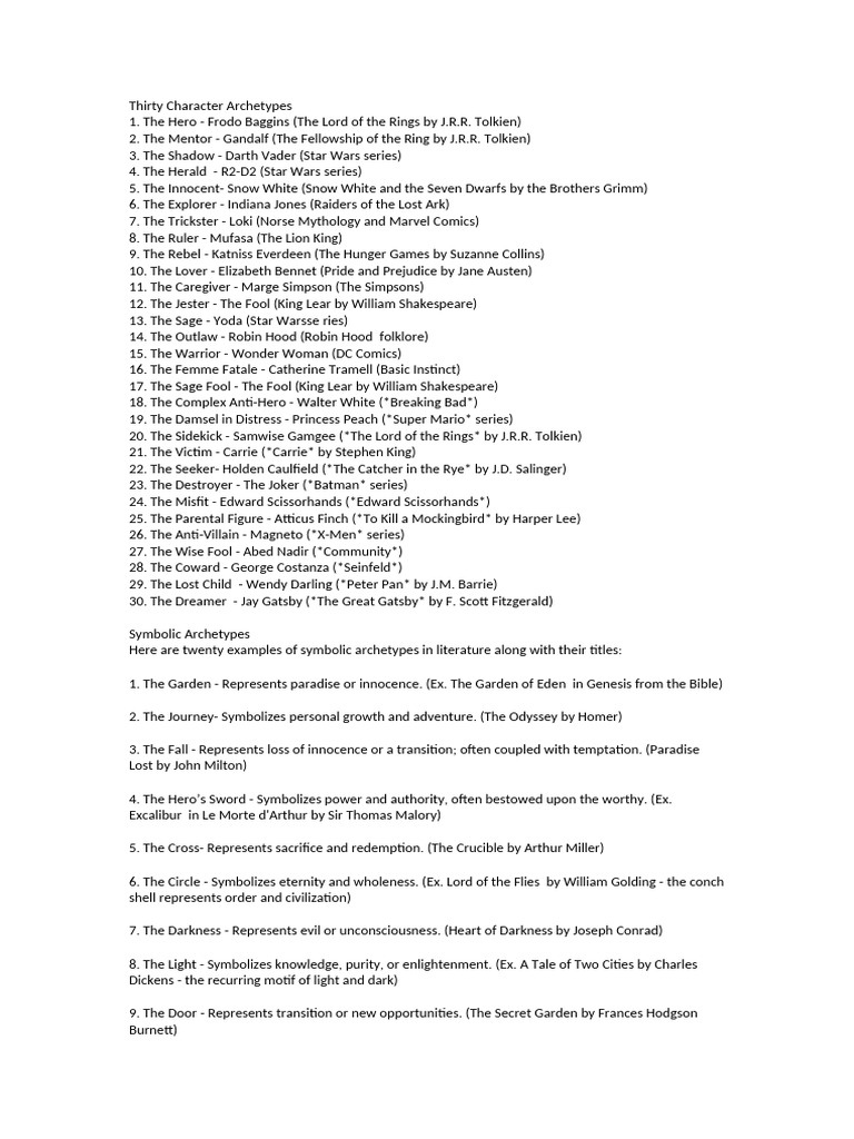 Symbolic Archetypes in Literature | PDF | Jester