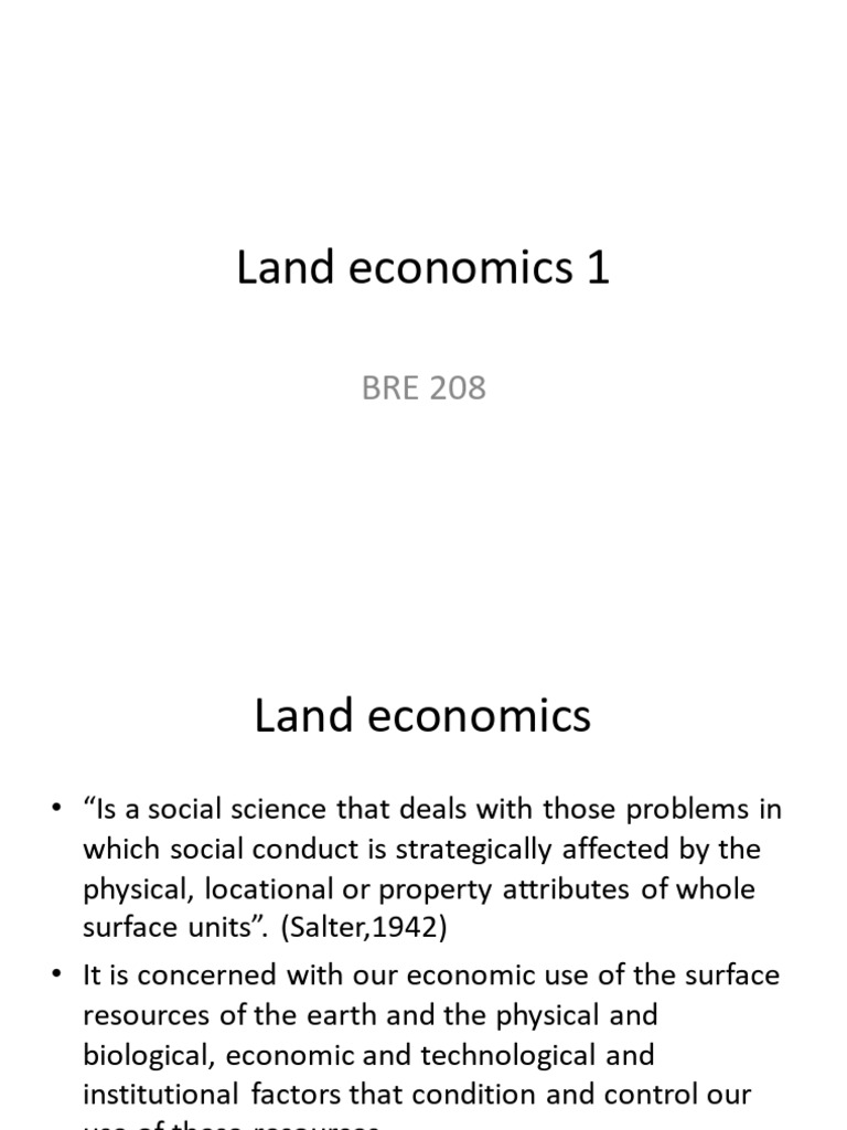 Land Economics | PDF | Elasticity (Economics) | Supply (Economics)