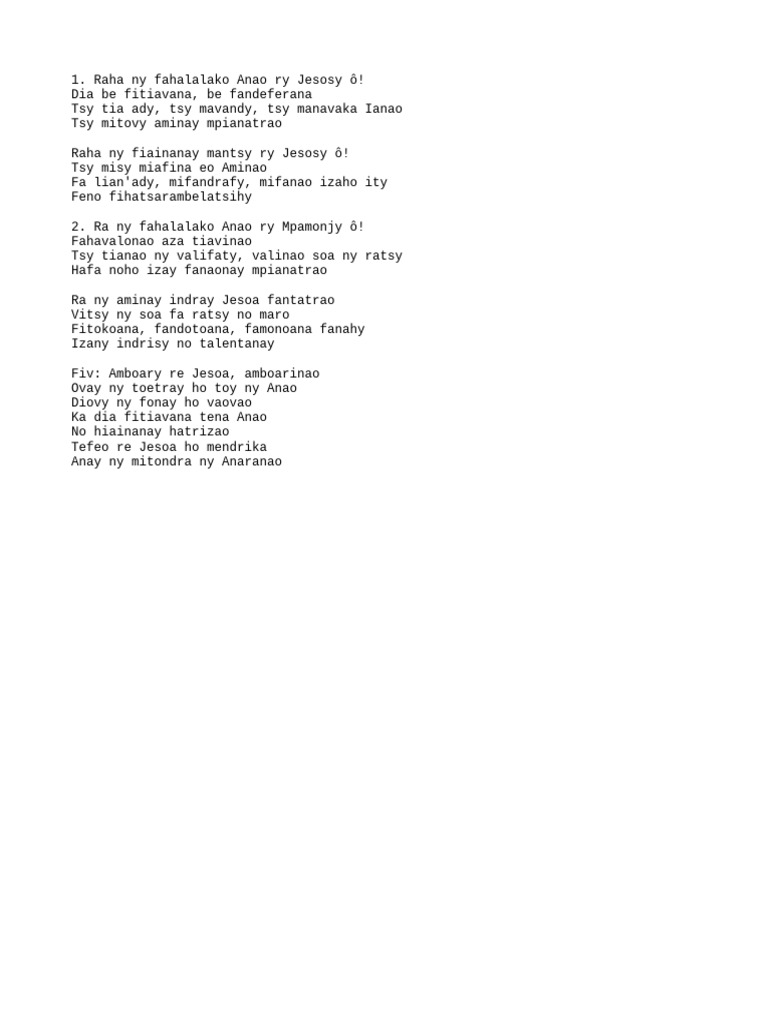 Raha Ny Fahalalako Anao | PDF
