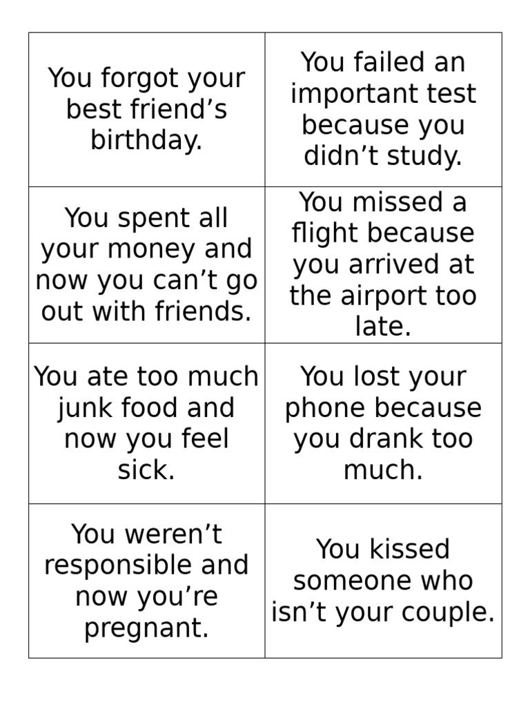 Wishes and Regrets Cards | PDF
