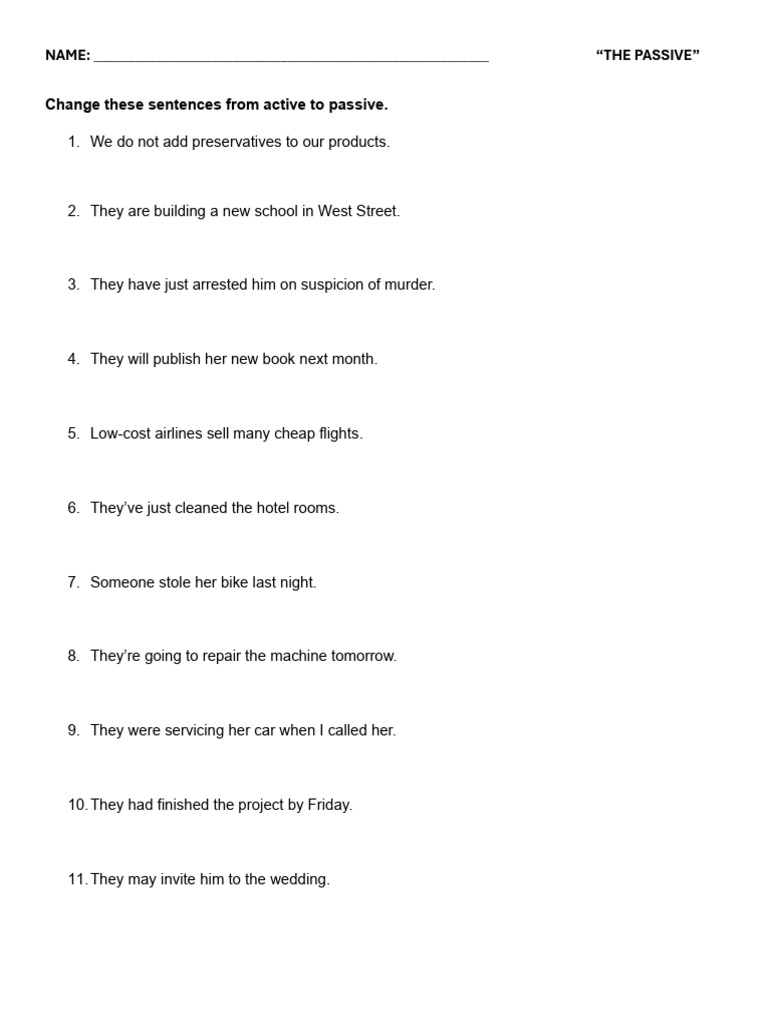 Change These Sentences From Active To Passiv1 | PDF
