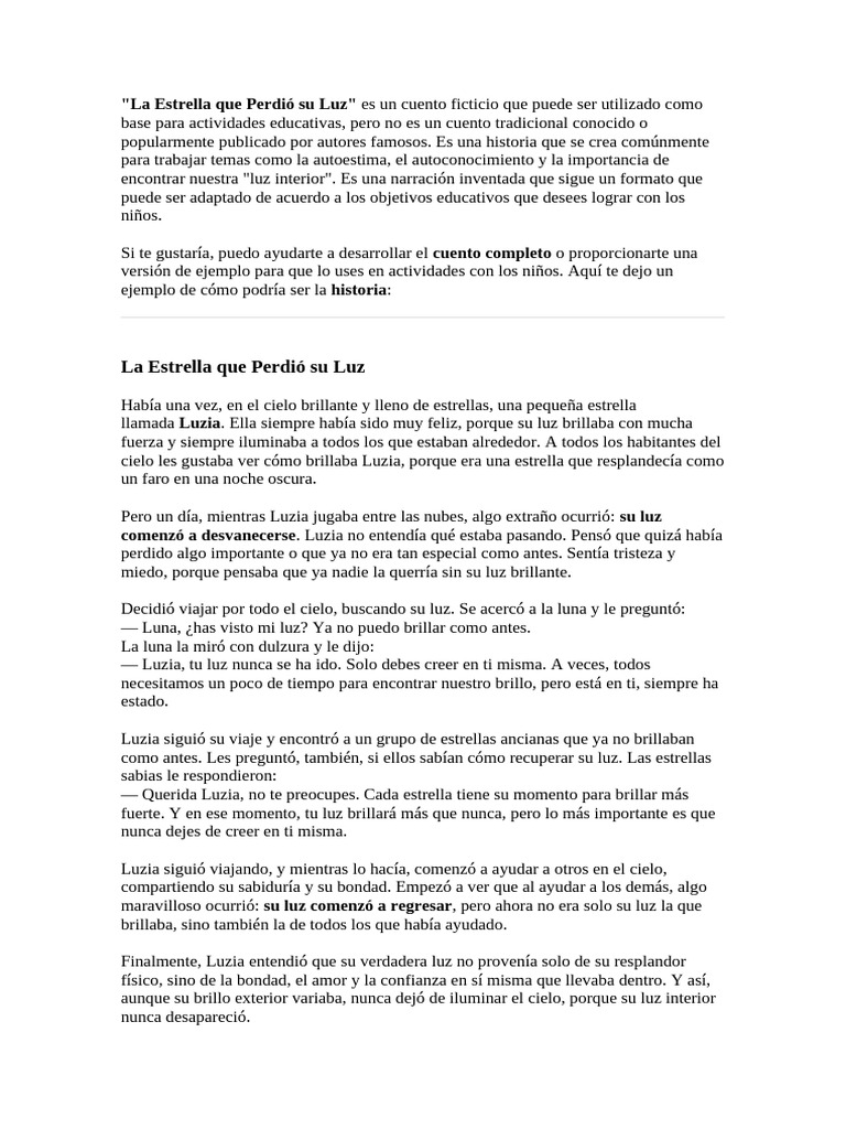 La Estrella Que Perdió Su Luz | PDF | Cielo | Estrellas