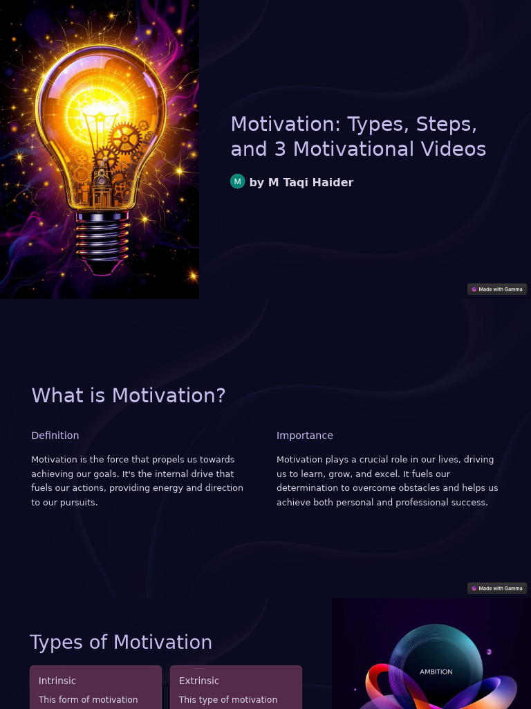 Motivation Types Steps and 3 Motivational Videos | PDF | Motivational ...