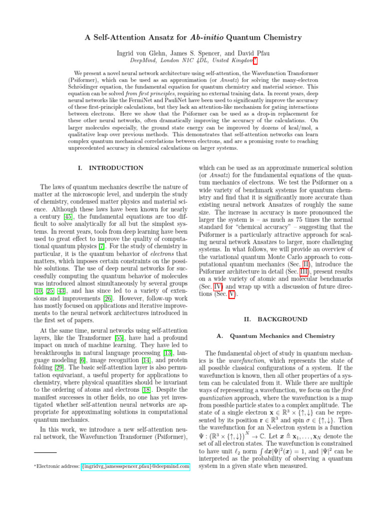 Self-Attention in Quantum Chemistry | PDF | Wave Function | Ab Initio ...