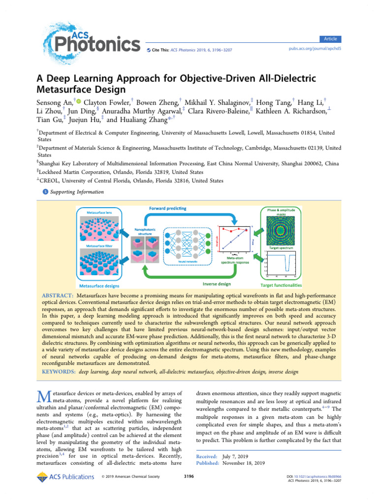 A Deep Learning Approach For Objective-Driven All-Dielectric Metasurface Design | PDF | Deep ...