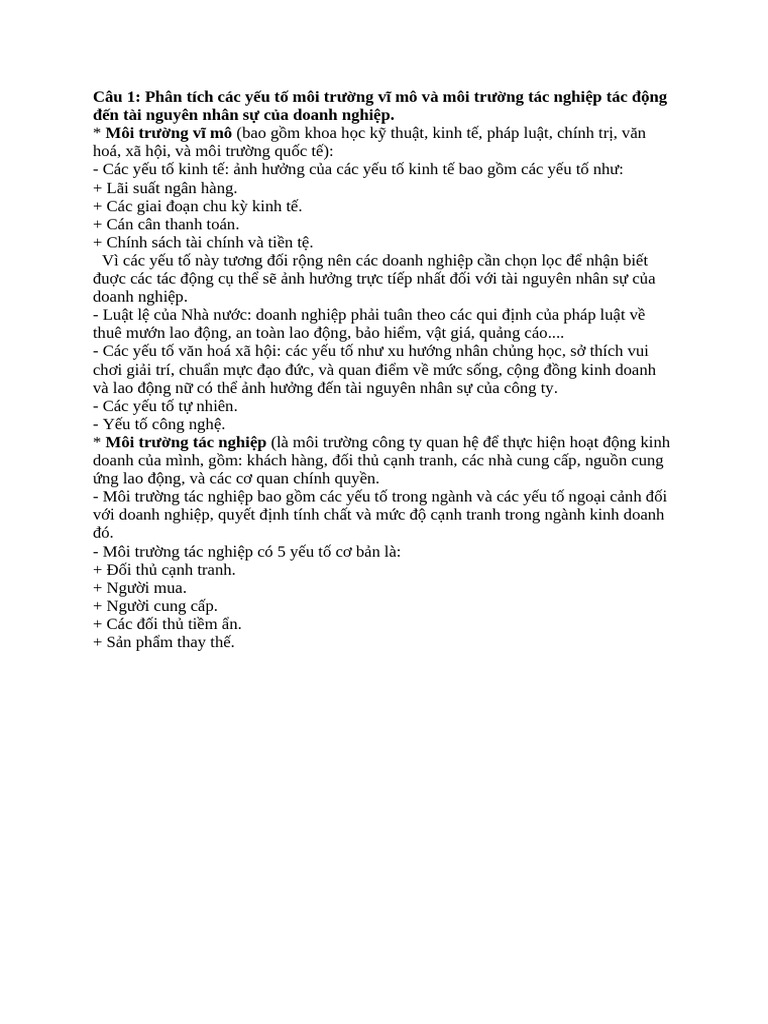 Đề Cương Lý Thuyết QTNL | PDF