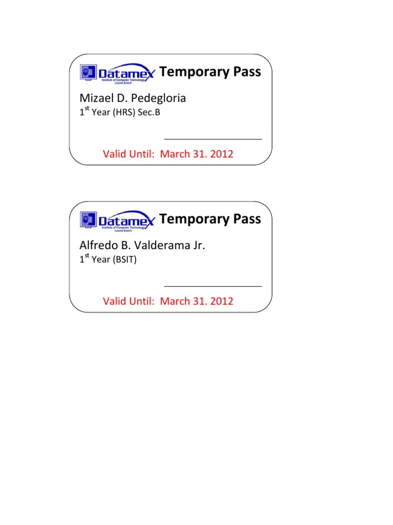 Student Temporary Pass List | PDF