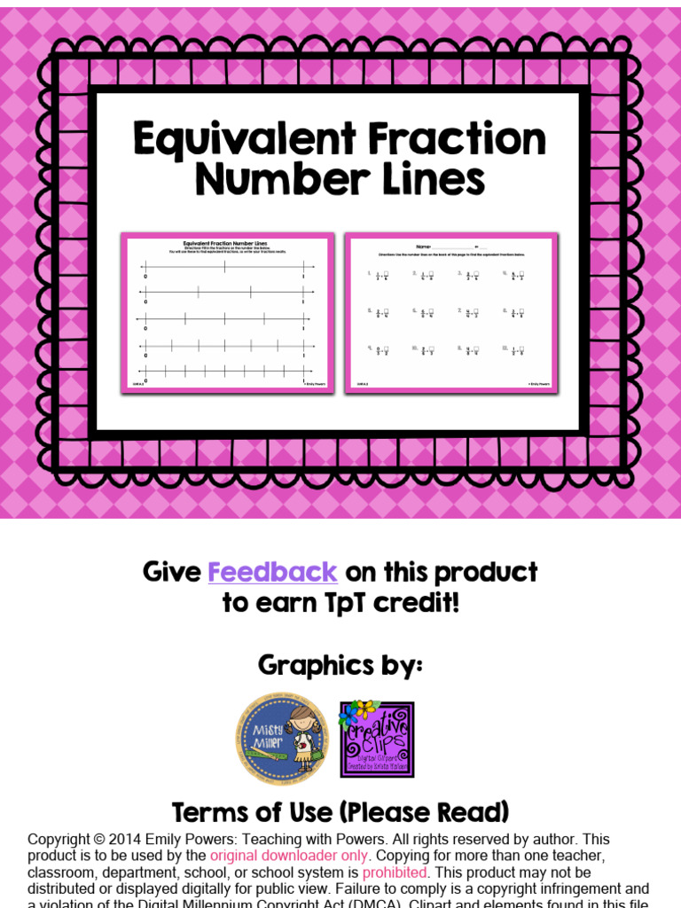 EquivalentFractionNumberLineWorksheet | PDF | Copyright | Digital ...