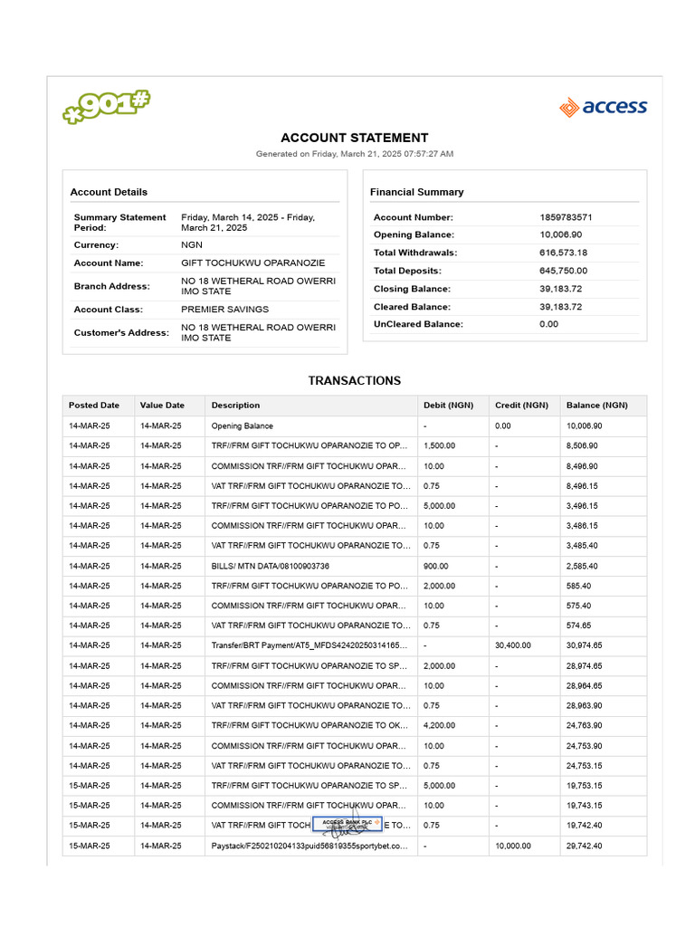 Signed Statement_20250321075757 | PDF | Financial Services | Payments