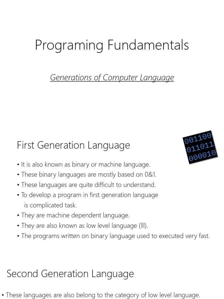 Overview of Programming Language Generations | PDF | Assembly Language ...