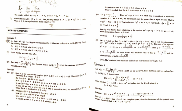 Book 1 Aids To Advanced Level Pure Mathematics Summary Worked Examples ...