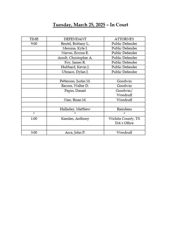 Jefferson County Court Schedule | PDF
