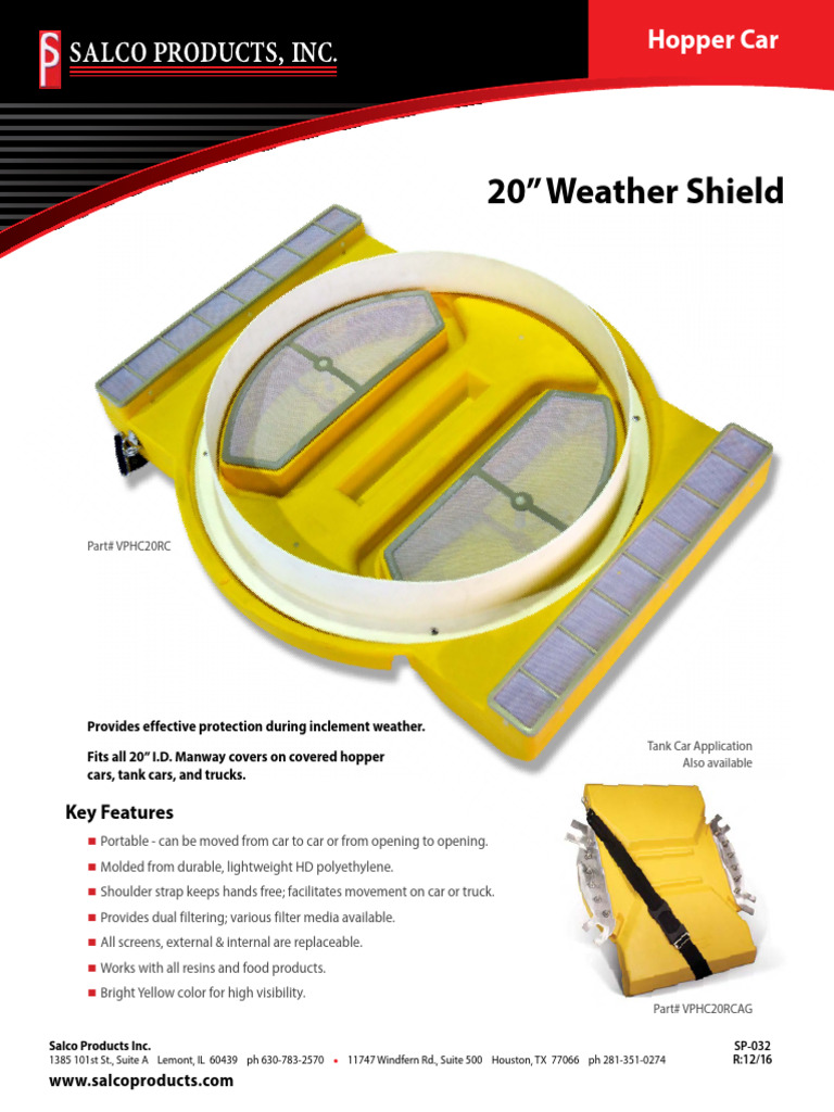 Portable 20” Weather Shield for Hopper Cars | PDF