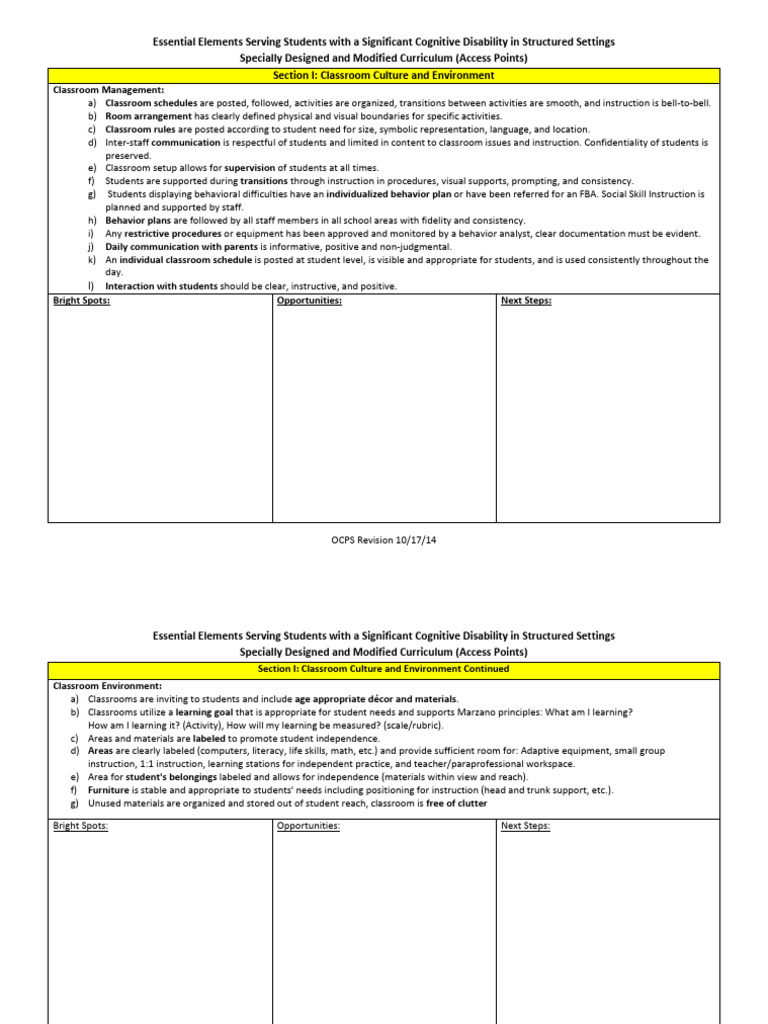Essential Elements for Cognitive Disability Education | PDF ...